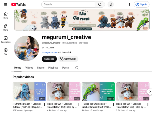 Ravelry: megurumi_creative on YouTube - patterns